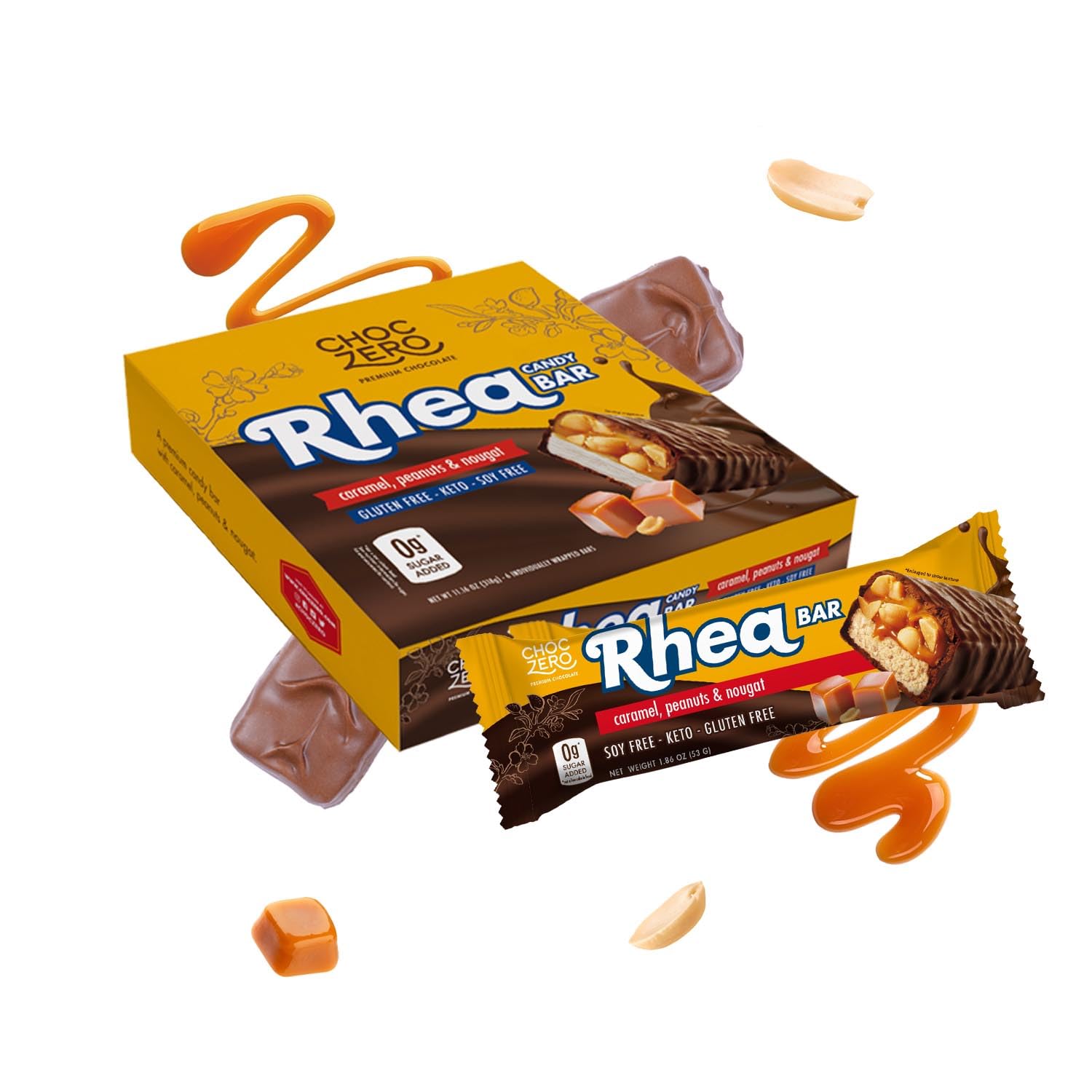 ChocZero GF Keto FULL SIZE Rhea Candy Bars