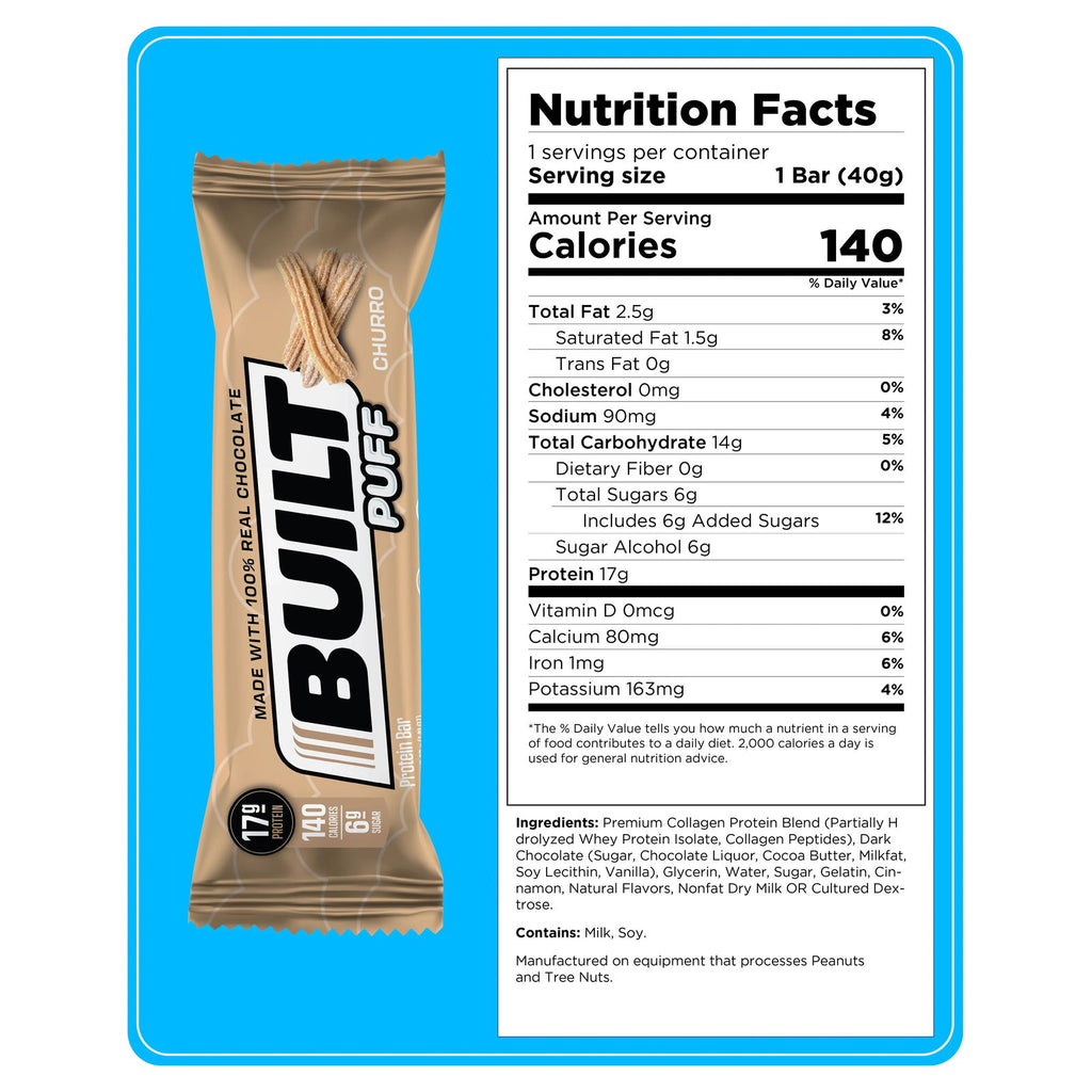 protein puffs - high protein snack - puffed protein bar (1 bar)