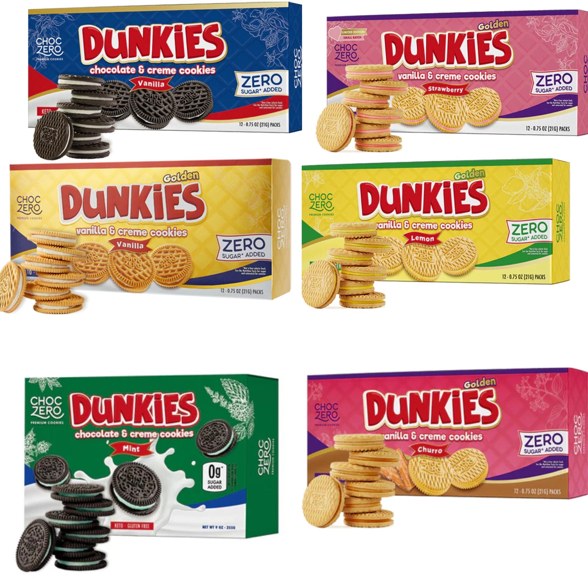 ChocZero Dunkies Sandwich Cookies - Keto GF "Oreos" (1 box of 24 cookies)